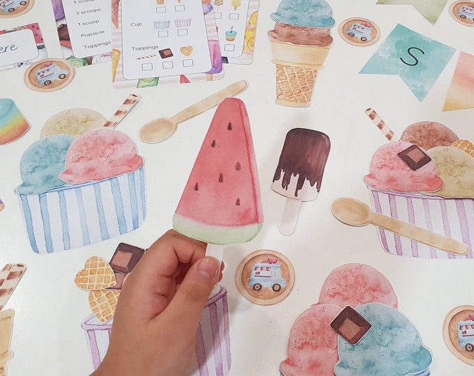 Ice Cream Dramatic Play Set PRINTABLE | Ice Cream Parlor Role Play Set ...