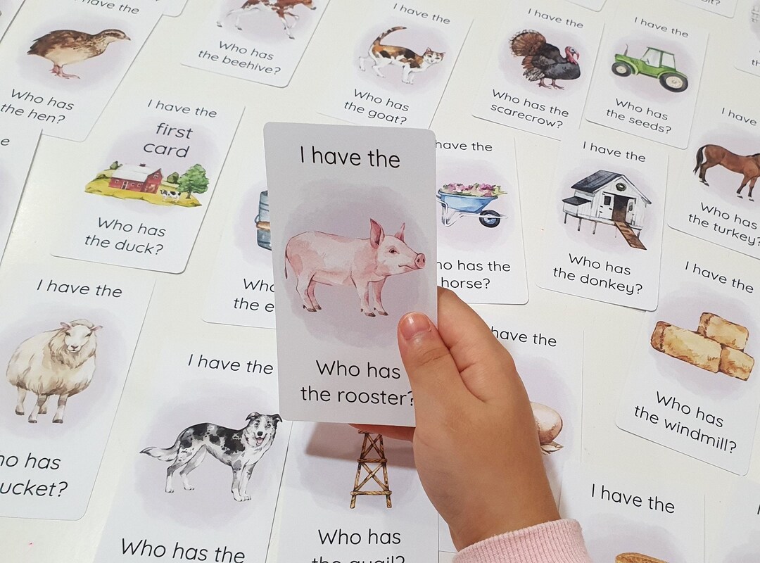 I Have Who Has on the Farm Printable Game, Farm Life Cards, Preschool ...