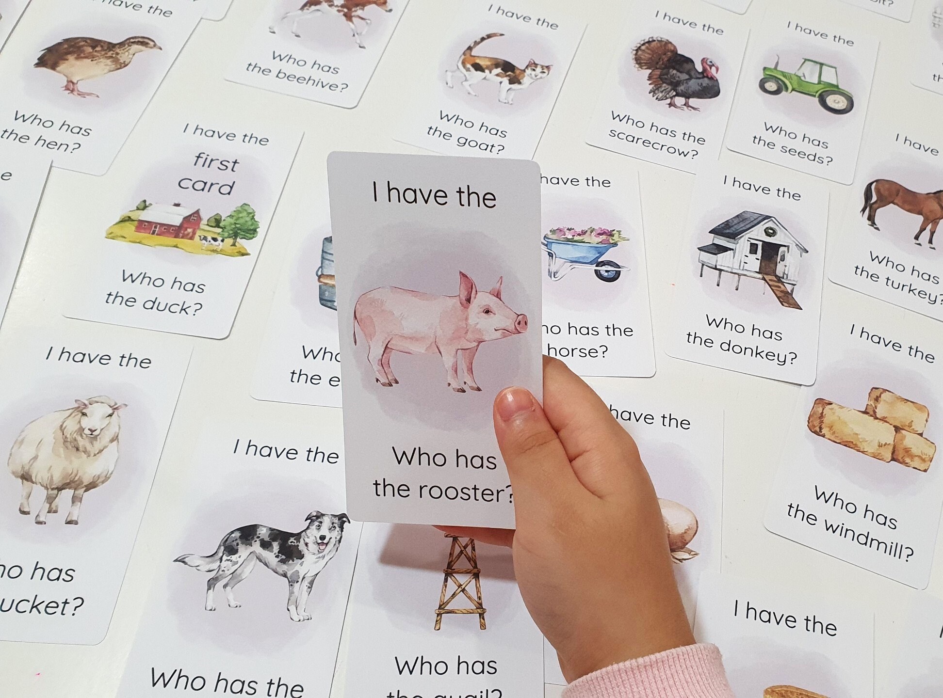 I Have Who Has on the Farm Printable Game, Farm Life Cards, Preschool ...