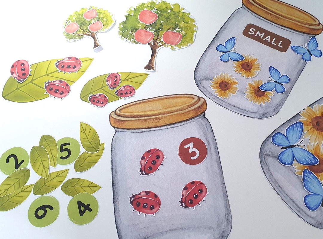 Nature Color Size Number Matching, Busy Bag, Preschool, Homeschool ...