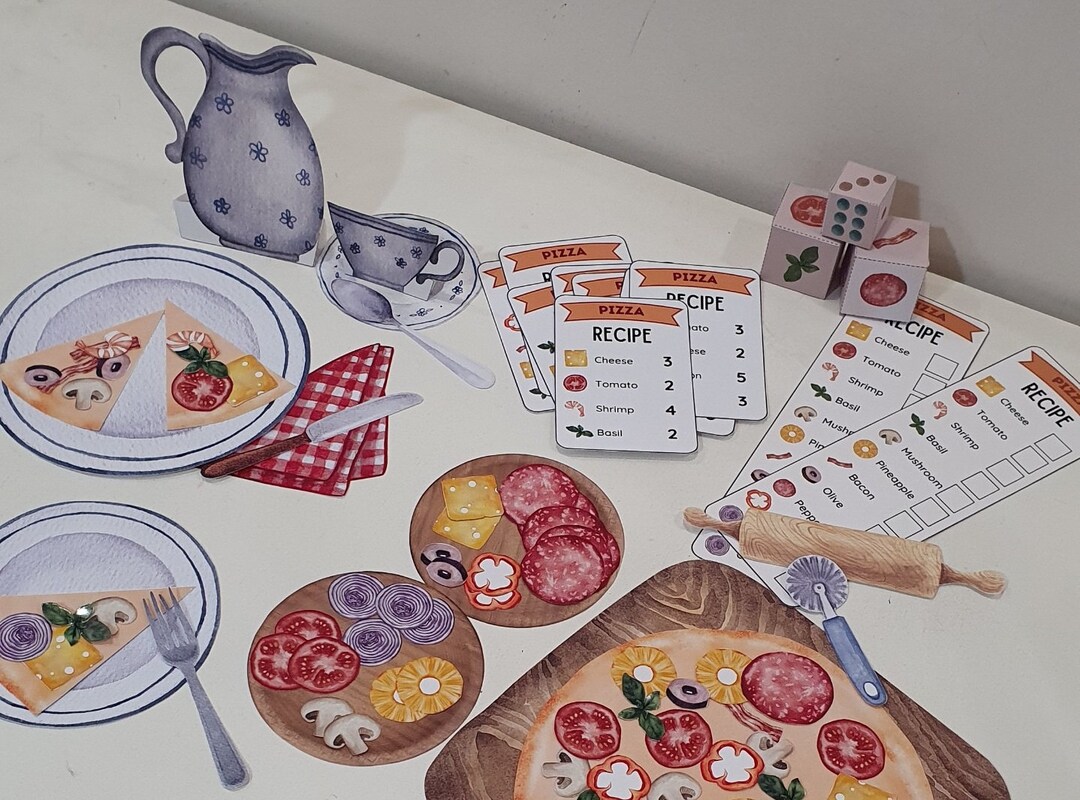 Make a Pizza, Numbers and Counting, Pizza Playset, Kids DIY Food Paper ...