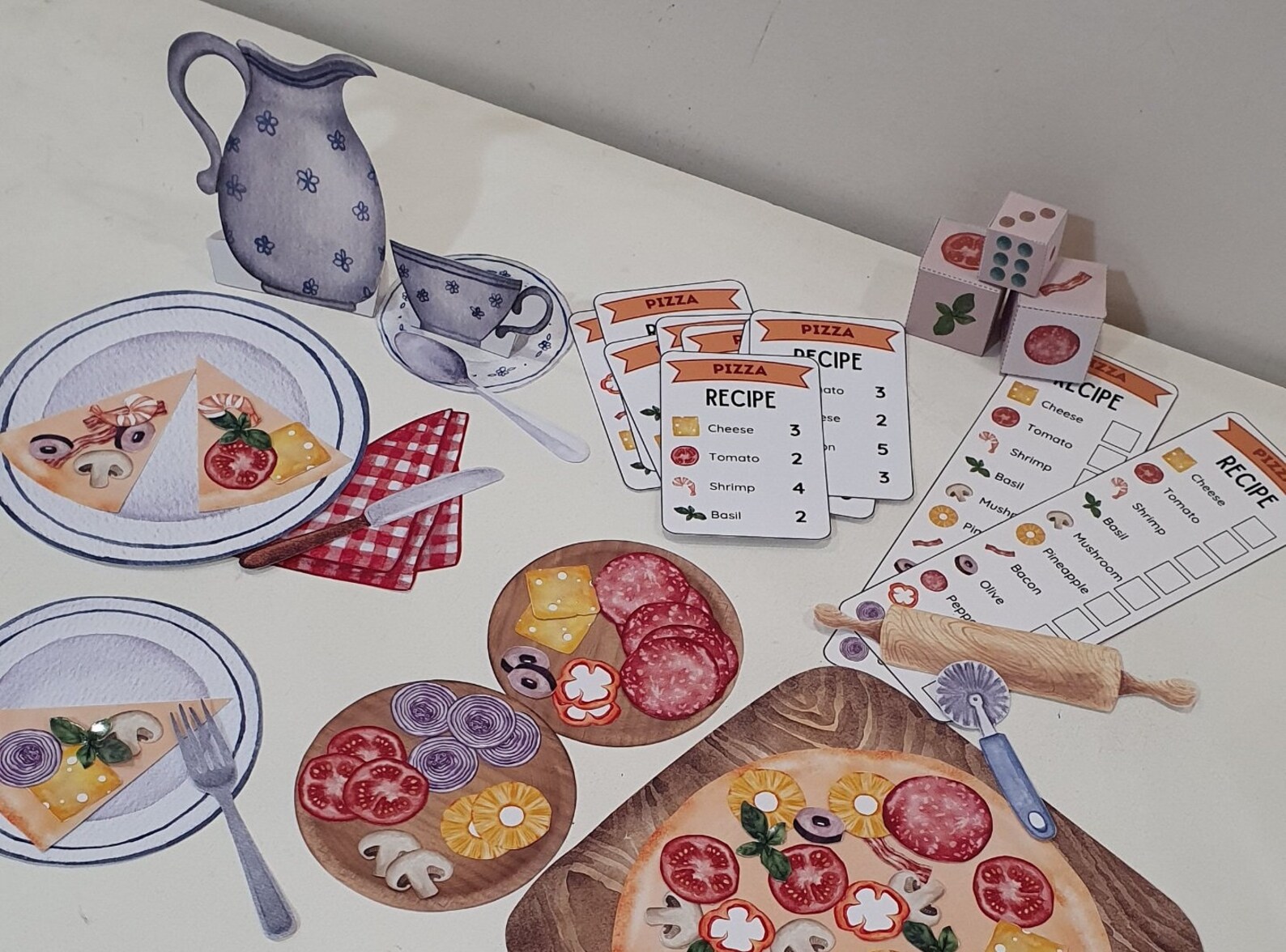 Make a Pizza, Numbers and Counting, Pizza Playset, Kids DIY Food Paper ...