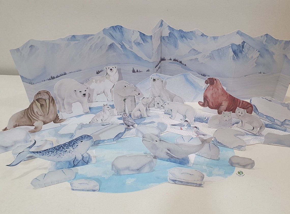 Build the Arctic Habitat, Printable Diorama, DIY Kids Polar Bear Paper ...