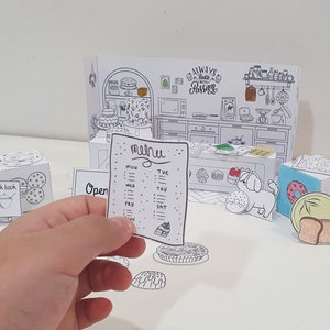 Bakery Coloring Set, Printable Bakery Play Set, Paper Food Play Items ...