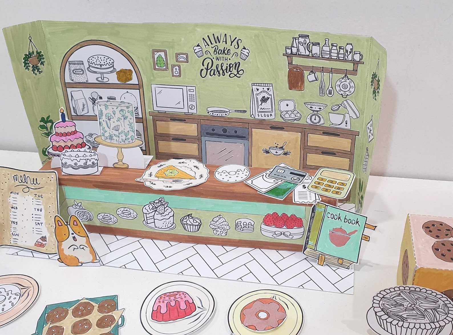 Bakery Coloring Set, Printable Bakery Play Set, Paper Food Play Items ...