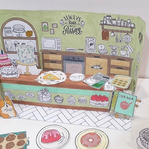 Bakery Coloring Set, Printable Bakery Play Set, Paper Food Play Items ...