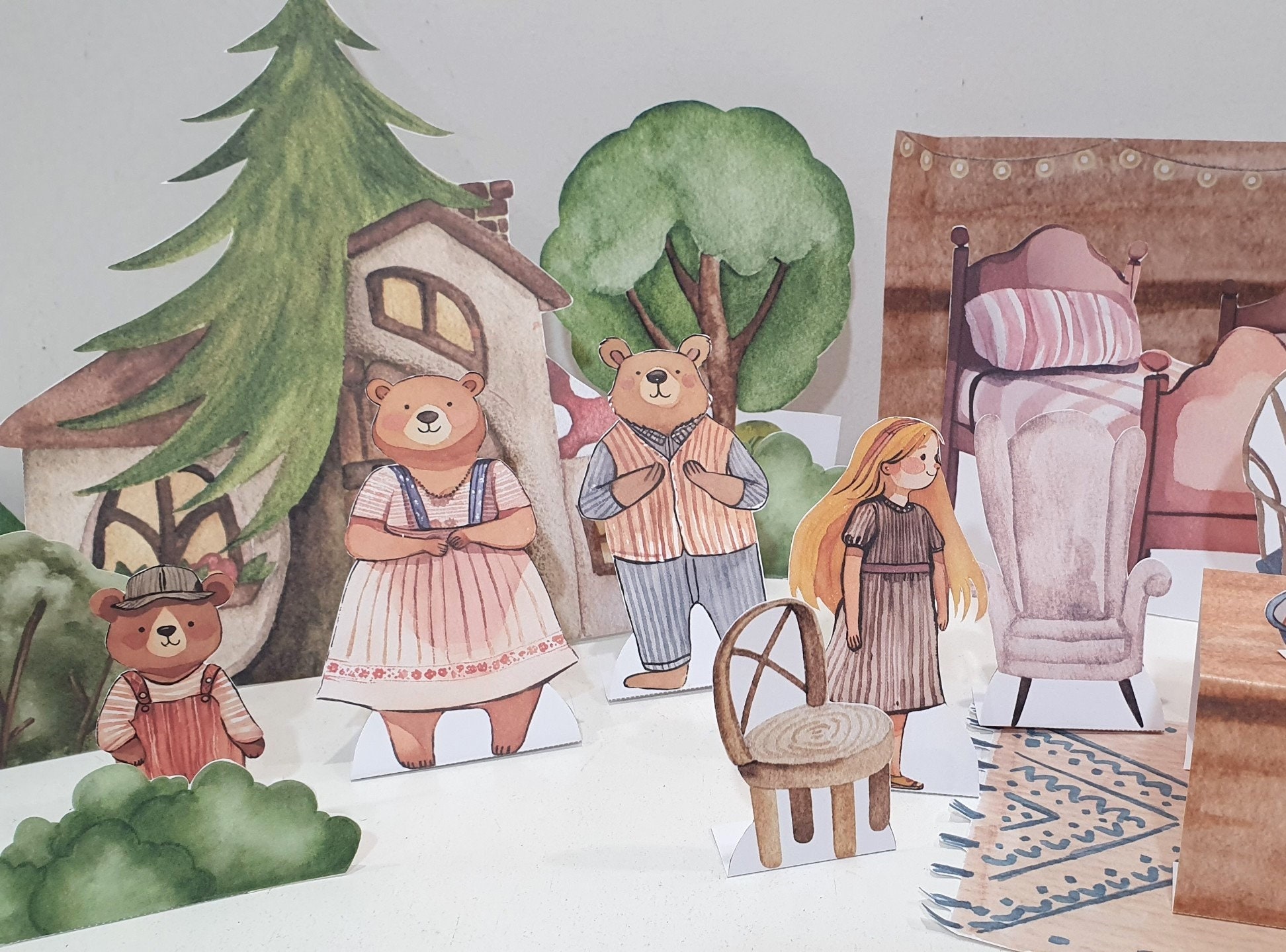 Goldilocks and the Three Bears Printable Playset, Fairytale ...