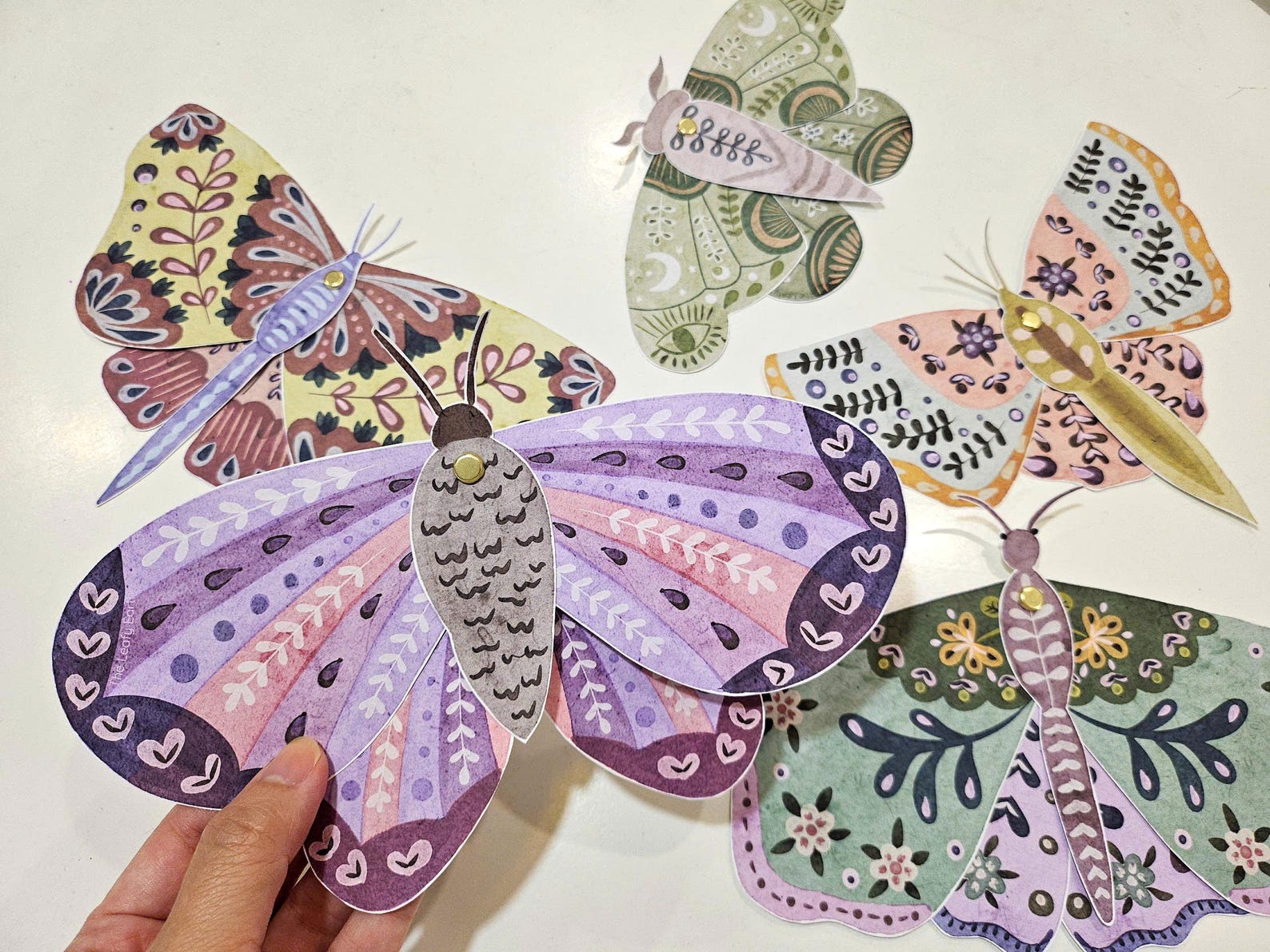 Articulated Paper Moths, Moth Paper Puppets, Printable Paper Moths, DIY ...
