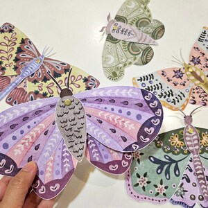 Articulated Paper Moths, Moth Paper Puppets, Printable Paper Moths, DIY ...