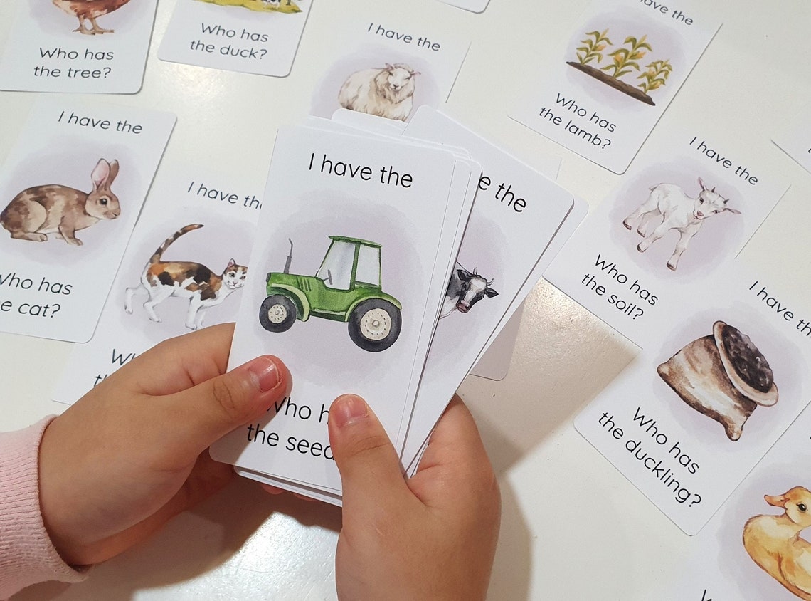 I Have Who Has on the Farm Printable Game, Farm Life Cards, Preschool ...