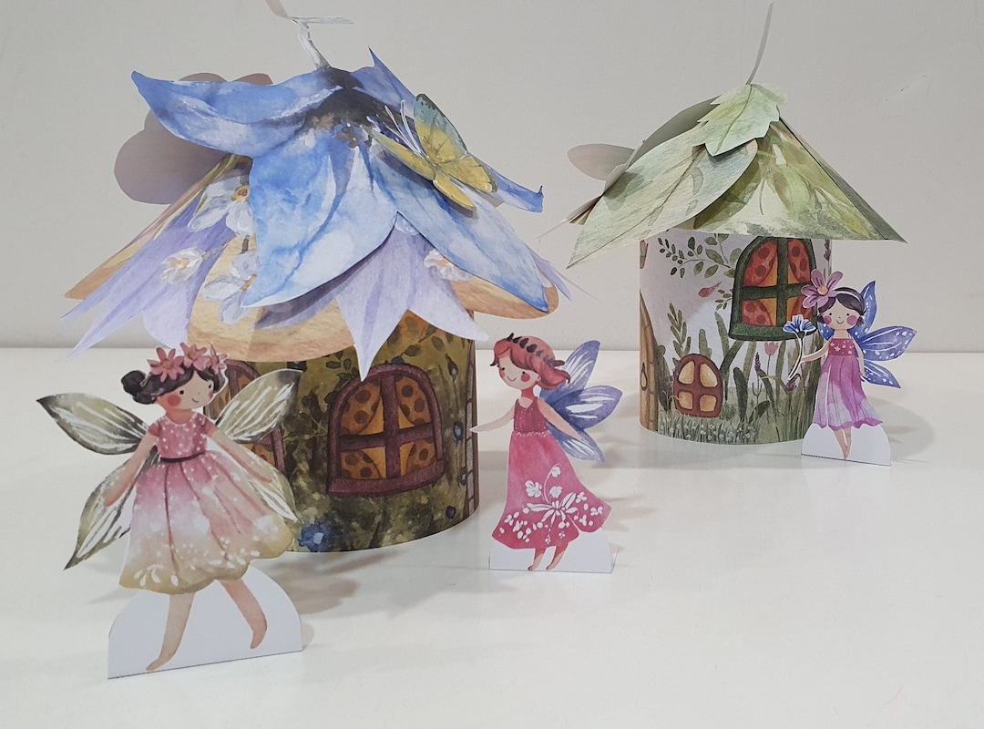 Fairy Houses Printable & Flower Fairy Paper Dolls, Paper Dollhouse, DIY ...