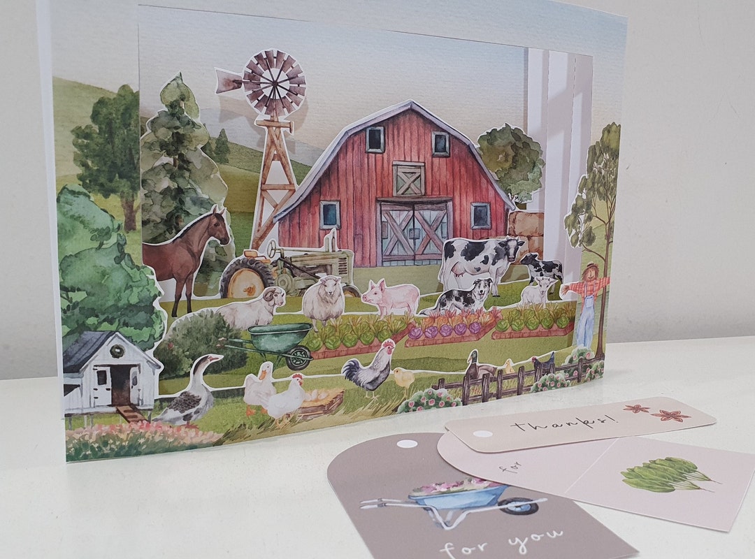 Farm Pop up Printable, Pop up Greeting Card, Build a Barnyard Crafts ...