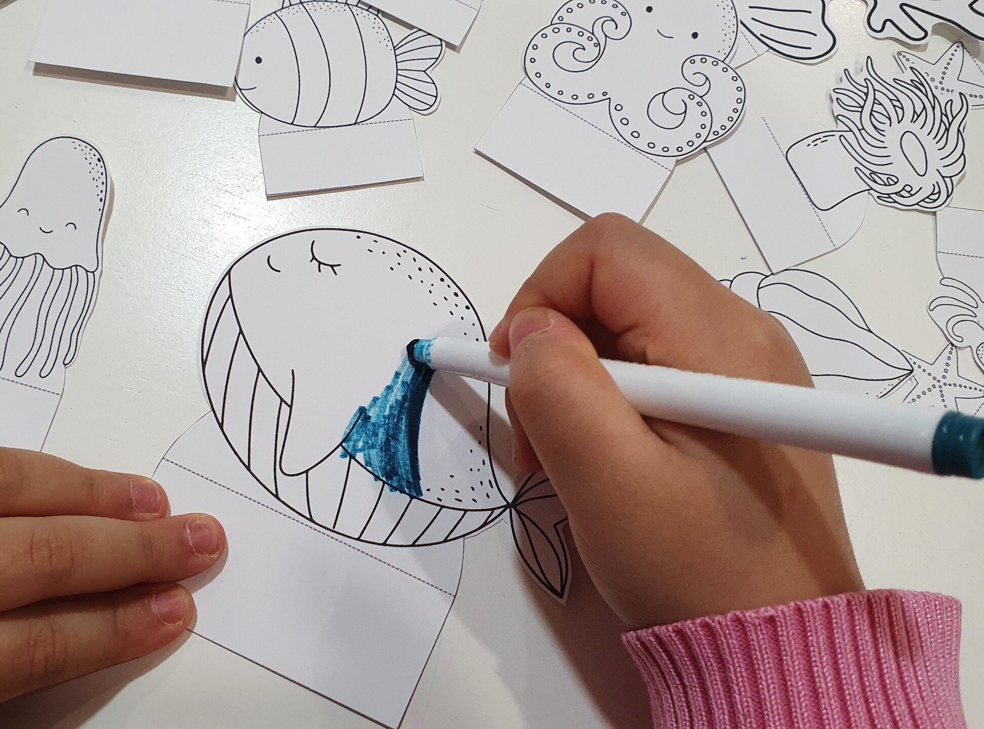 Ocean Coloring Diorama, Printable Coral Reef Diorama, Ocean Play Set ...