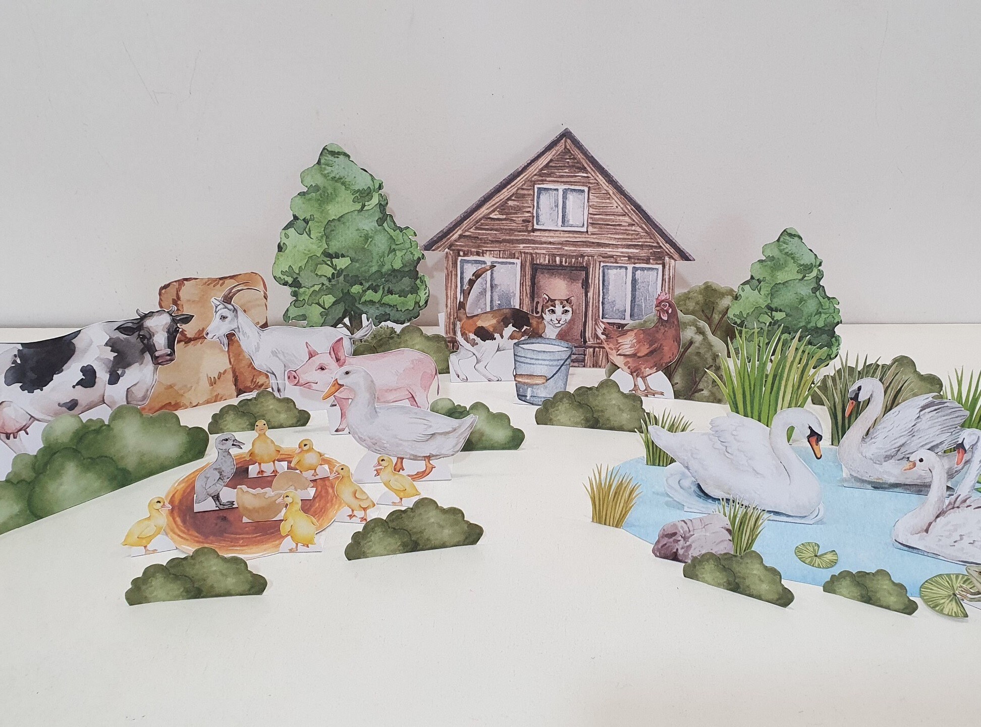 The Ugly Duckling Story Printable Play Set, Paper Farm Scene, DIY Kids ...