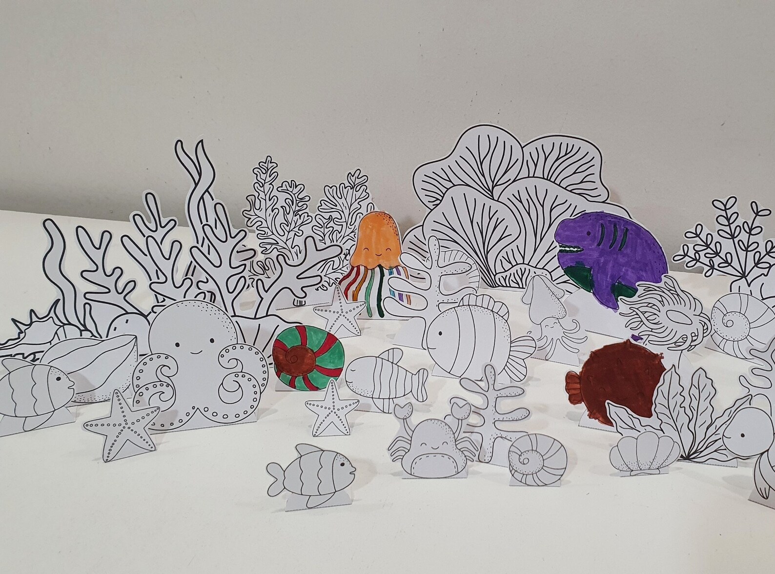 Ocean Coloring Diorama, Printable Coral Reef Diorama, Ocean Play Set ...
