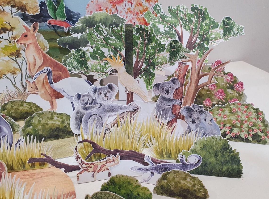 Build the Australian Habitat, Printable Bushland Diorama, Kangaroo and ...