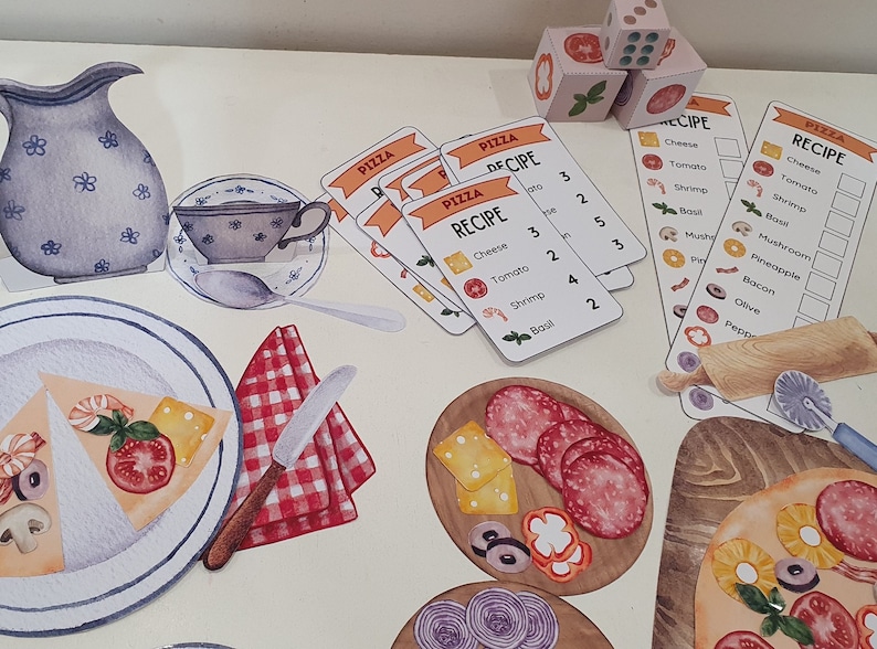 Make a Pizza, Numbers and Counting, Pizza Playset, Kids DIY Food Paper ...