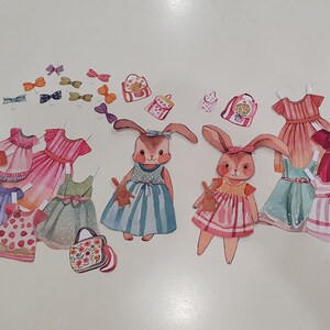 Rabbit Paper Dolls - Friends, Paper Doll Printable, DIY Kids Paper ...