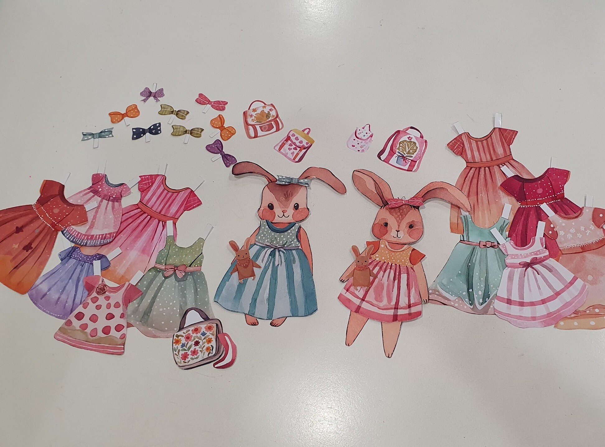 Rabbit Paper Dolls Friends, Paper Doll Printable, DIY Kid Paper Craft ...