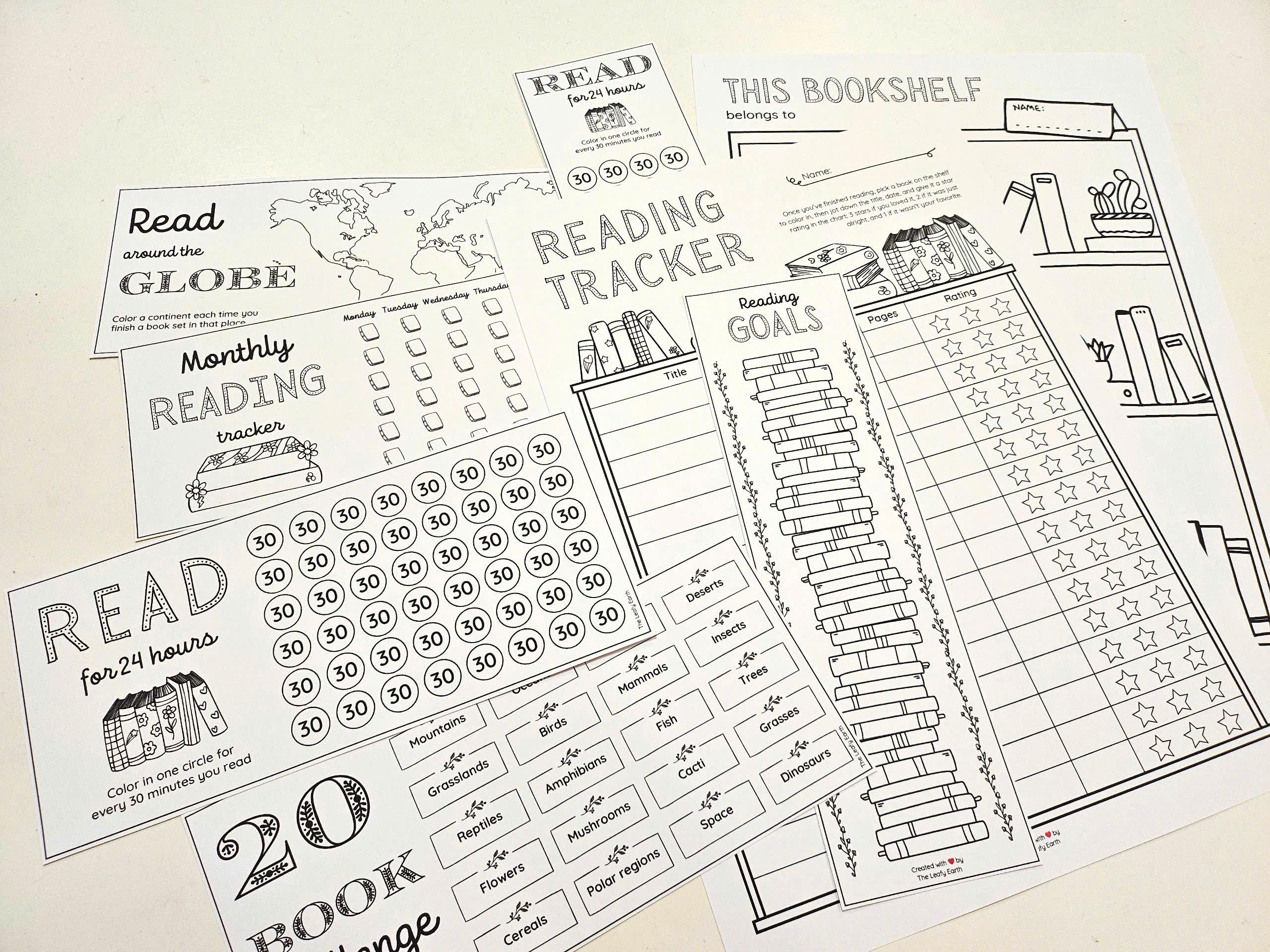Reading Log and Tracker Printable, Coloring Reading Journal, Kids ...