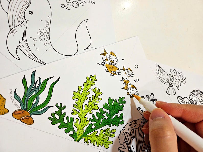 Ocean Coloring Triorama, Printable Coral Reef Scene, DIY Kids Paper ...