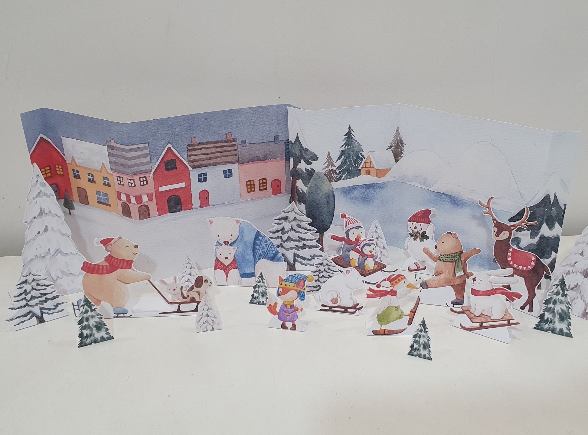 Winter Playground Printable Play Set, Paper Winter Village, DIY Kid ...