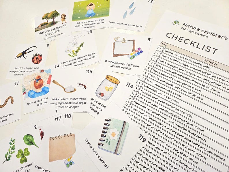 230 Nature Activity Cards for Kids, Crafts, Outdoor Learning ...
