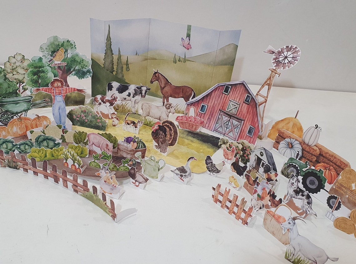 Build a Farm Printable Farm Diorama Farm Play Set Paper - Etsy
