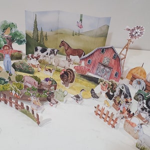 Build a Farm, Printable Farm Diorama, Farm Play Set, Paper Scene, DIY ...