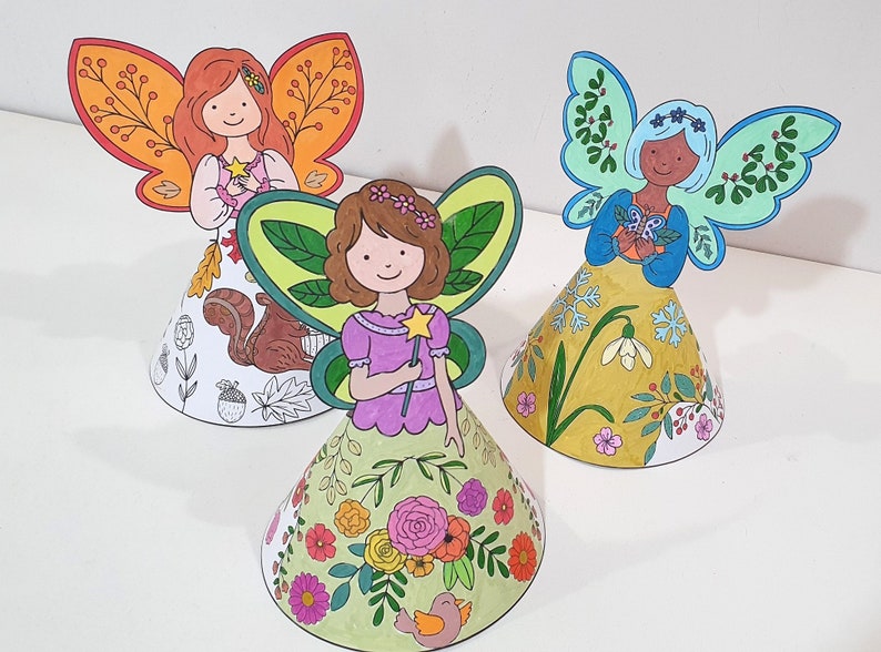 Paper Fairy Dolls Coloring Set, Paper Dolls Craft Kit, Printable Paper ...
