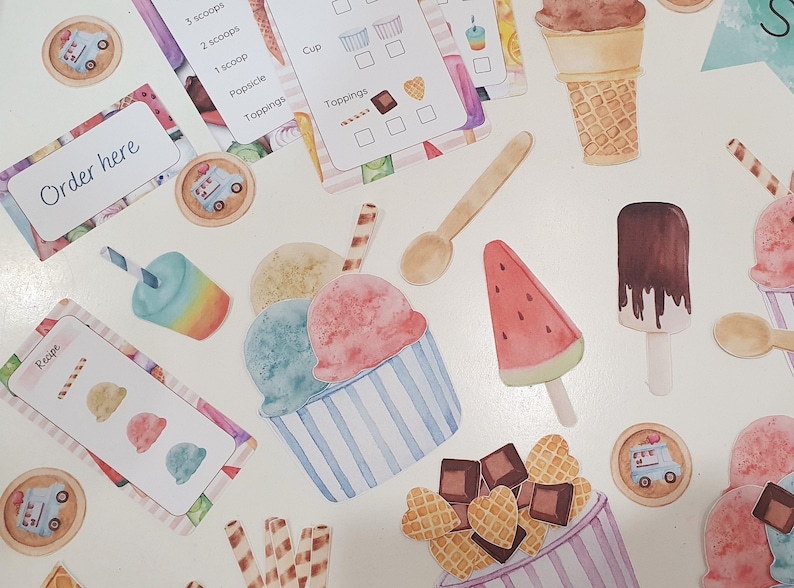 Ice Cream Shop Dramatic Playset, Food Pretend Play, Summer Activity Set ...