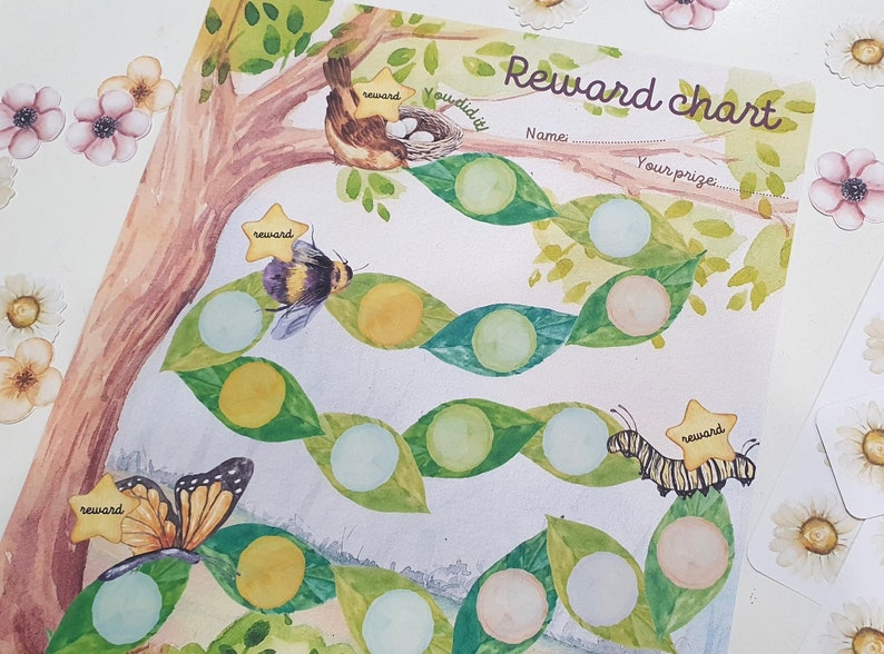 Reward Chart Printable - Garden, Kids Routine Chart, Printable Bug ...