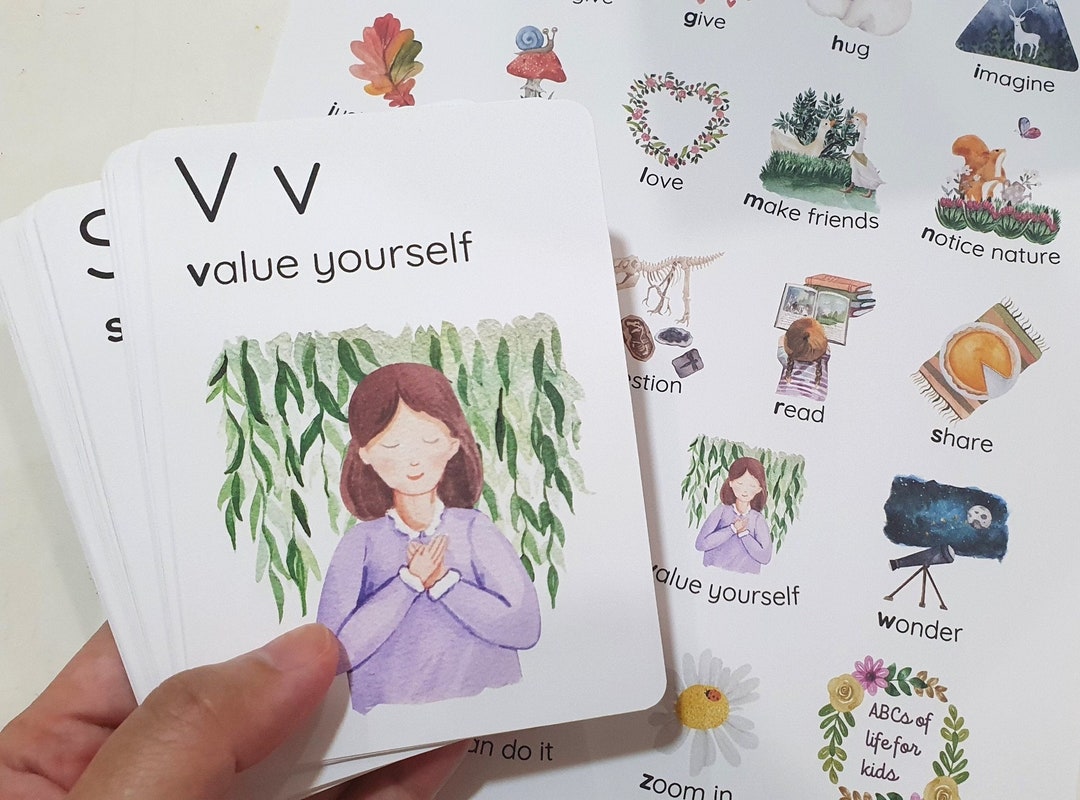 Abcs of Life for Kids Poster and Flashcards, Alphabet Flashcards ...