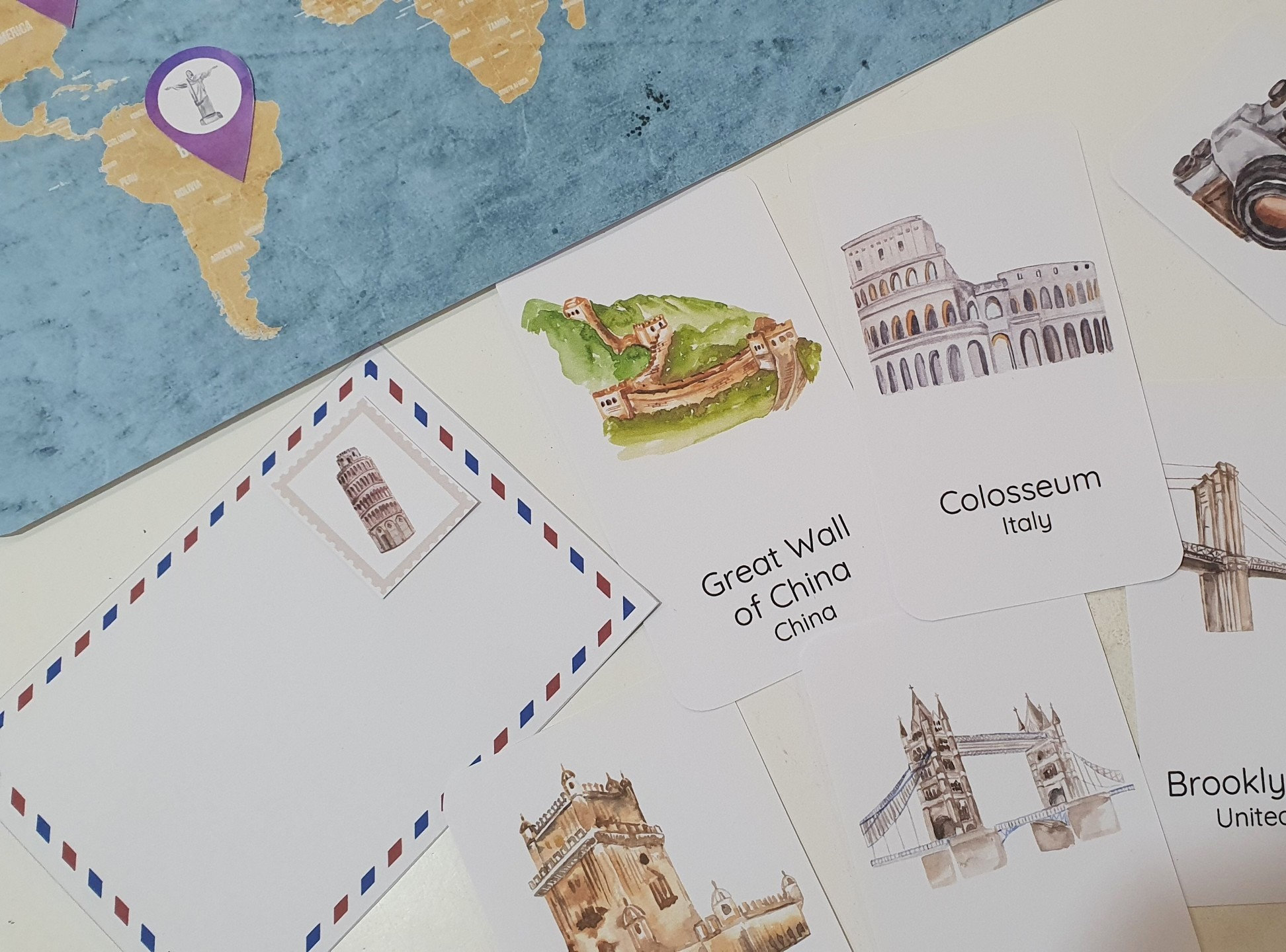 Travel Activity Pack, Kids Travel Journal, World Landmark Cards, Pack a ...