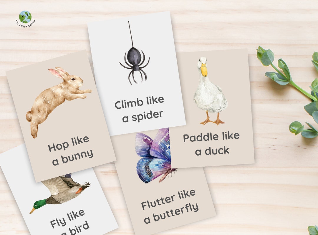 20 Animal Movement Cards, Movement Activity, Action Cards, Circle Time ...