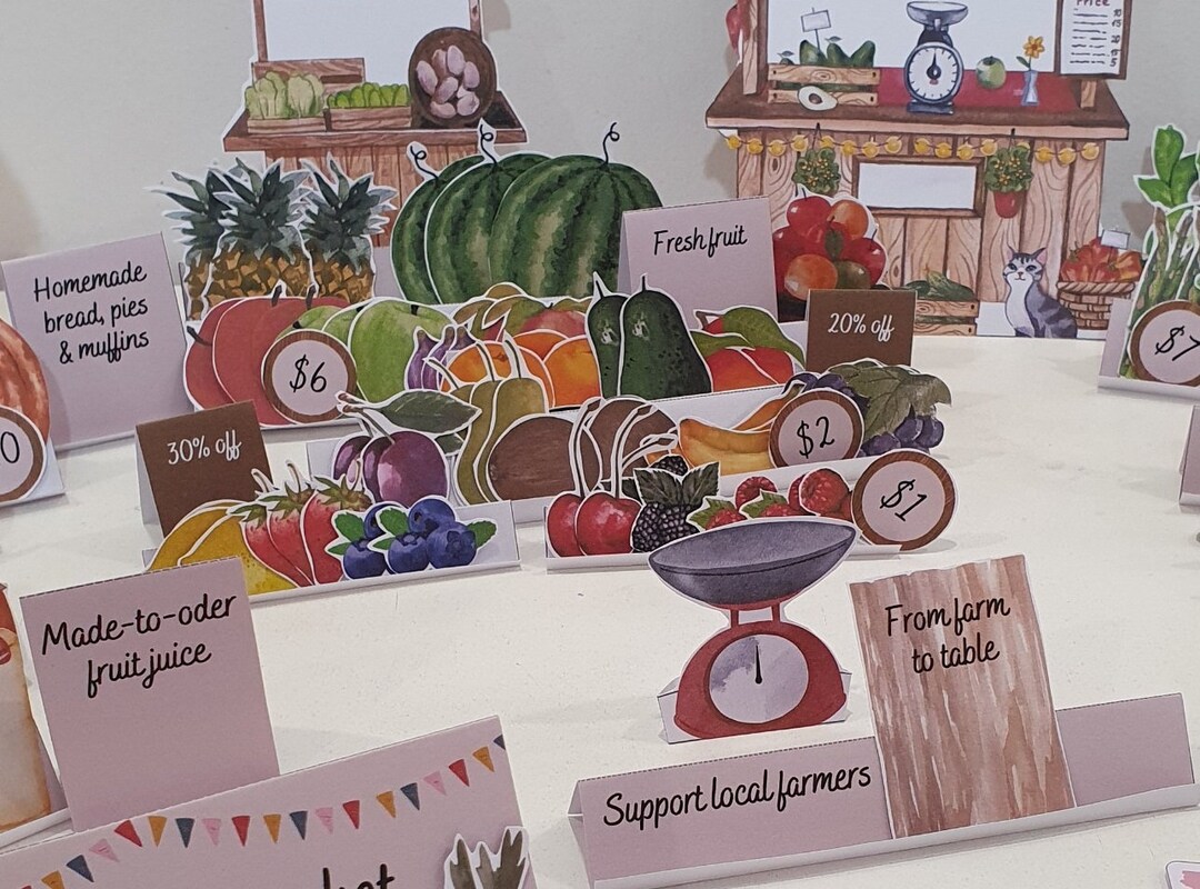 Farmers Market Printable Play Set, Pretend Play, Kids DIY Paper Crafts ...