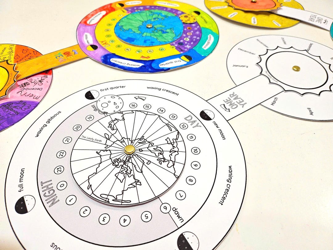 Earth Rotation Day and Night Moon Phases and Time Zone Interactive ...