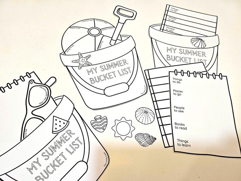 Summer Bucket List Craft, End of Year Writing Drawing Coloring ...