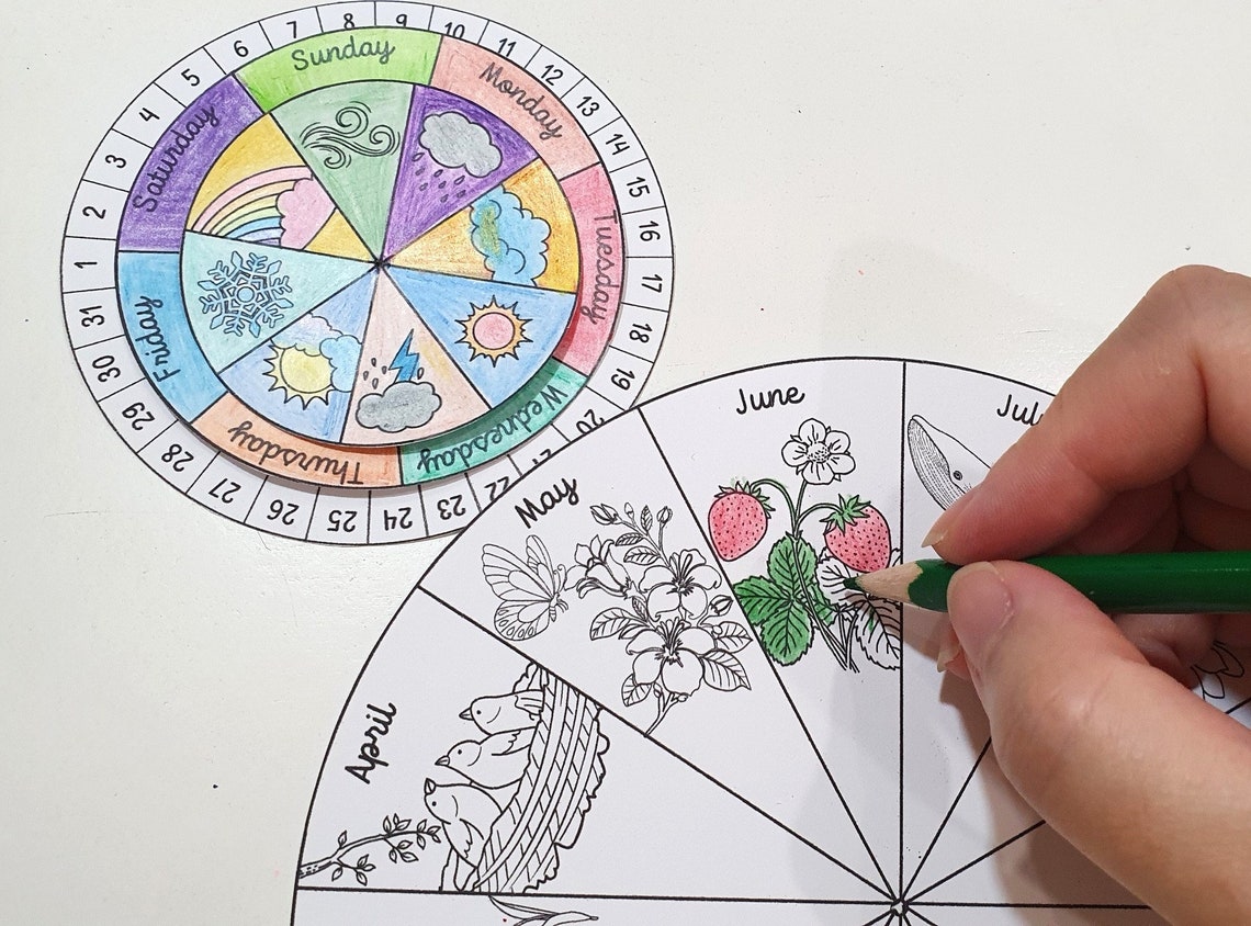 Wheel of the Year Coloring, Season Calendar Wheel, Perpetual Calendar ...