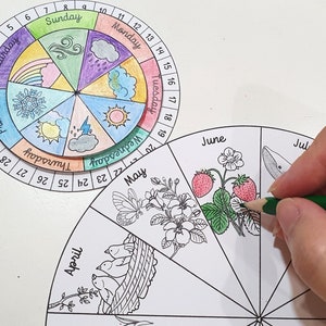 Wheel of the Year Coloring, Season Calendar Wheel, Perpetual Calendar ...