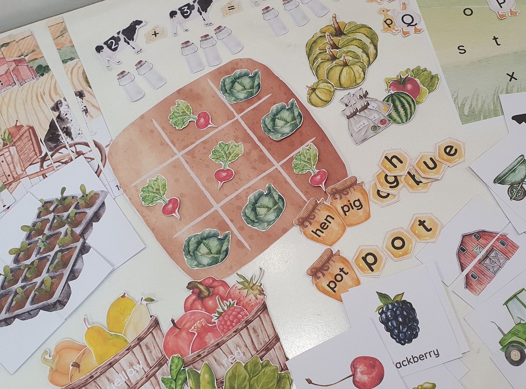 Farm Activity Pack, 48 Fruit and Vegetable Flashcards, Building CVC ...