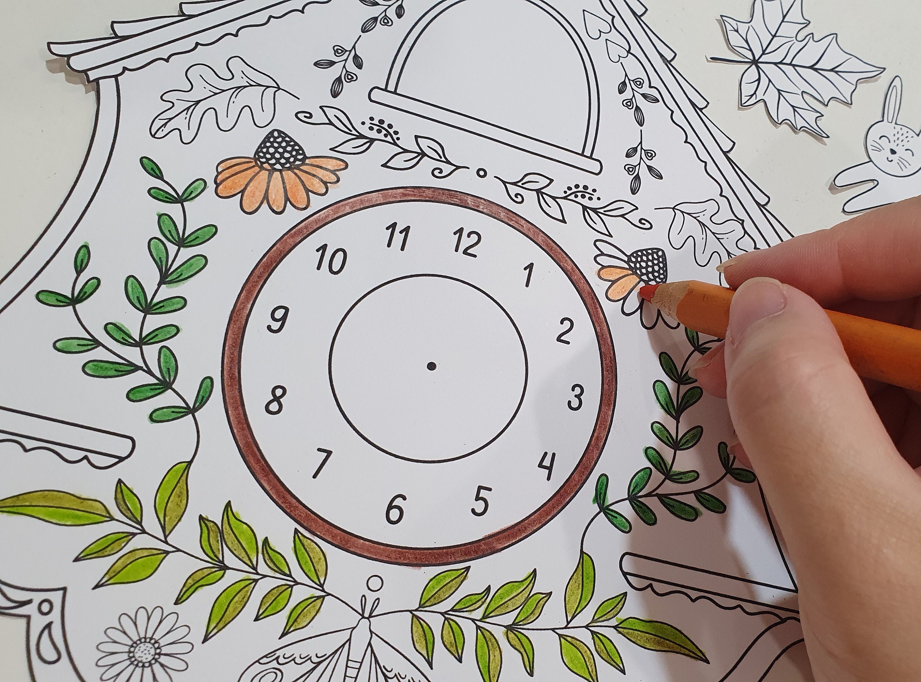 Paper Clock Coloring Set, Build a Clock, Printable Educational Kids ...