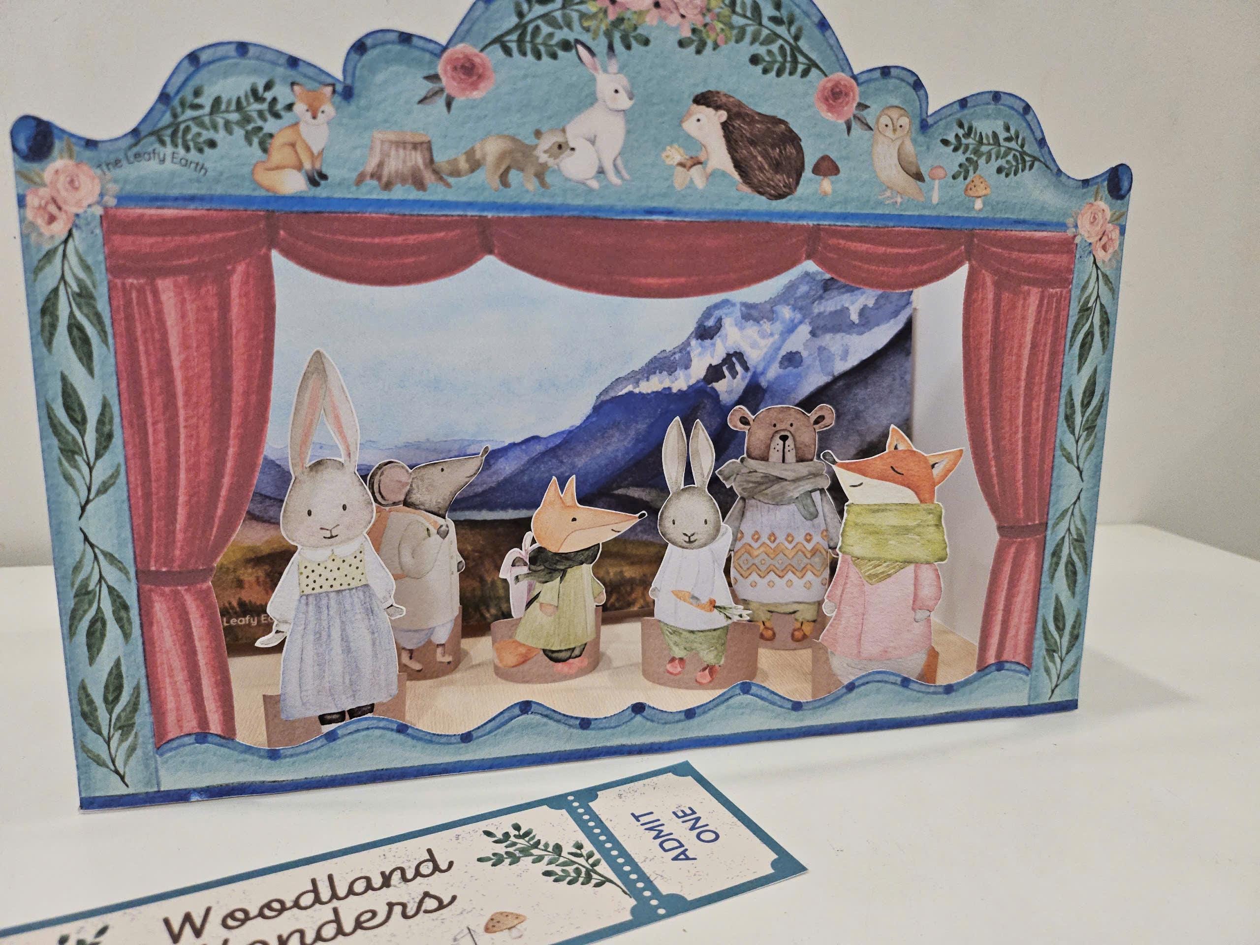 Woodland Puppet Theater, Paper Puppet Theater, DIY Kids Paper Craft ...