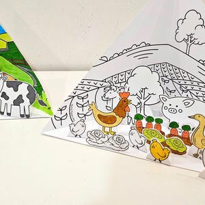 Farm Coloring Triorama, Printable Diorama, Paper Scene, Kids Paper ...