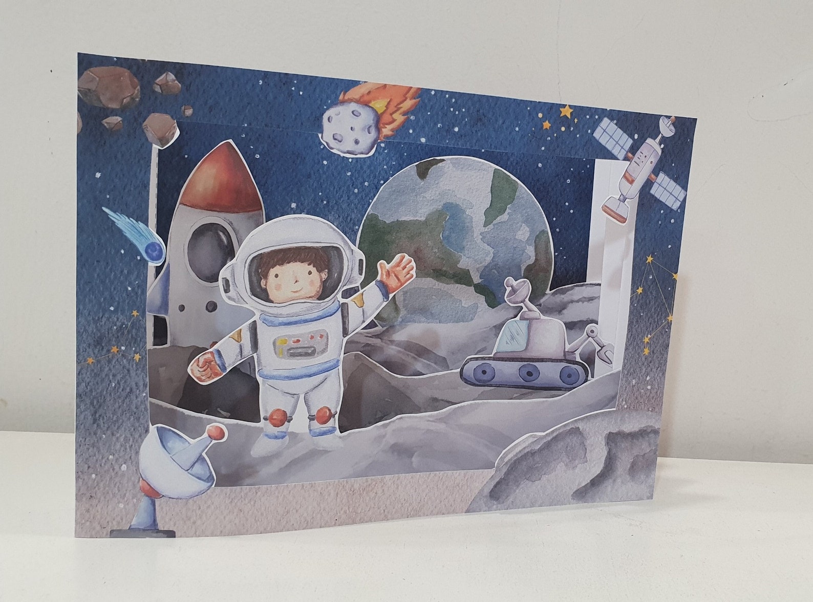 Space Adventure Pop up Printable, Greeting Card, Build an Outer Space ...