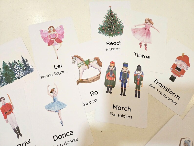 16 Nutcracker Story Movement Cards, Christmas Movement Cards, Kids ...