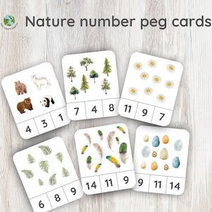 20 Count and Clip Cards, Number Peg Cards, Preschool Activity, Numbers ...