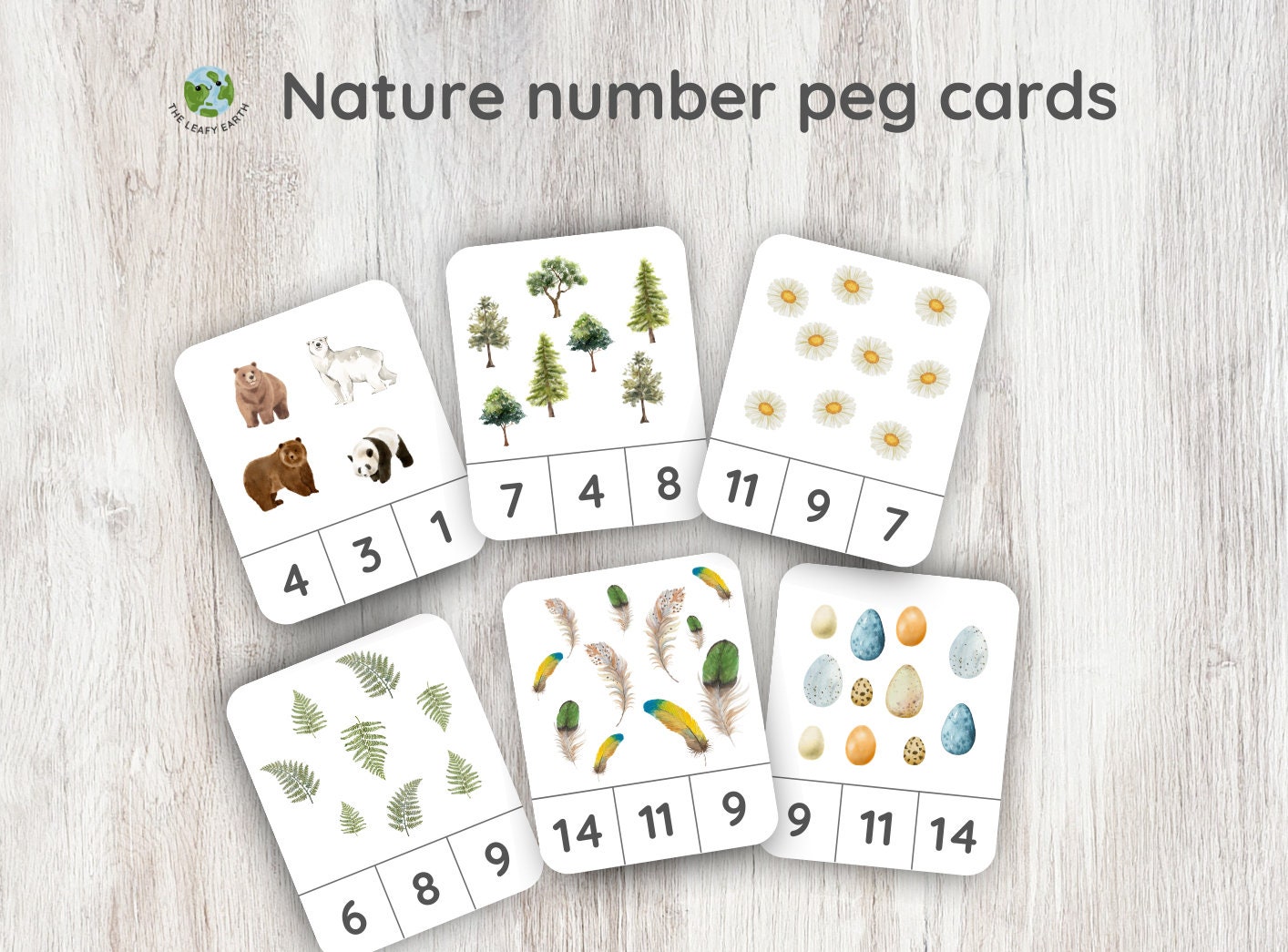 20 Count and Clip Cards, Number Peg Cards, Preschool Activity, Numbers ...