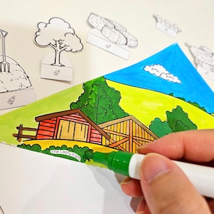 Farm Coloring Triorama, Printable Diorama, Paper Scene, Kids Paper ...