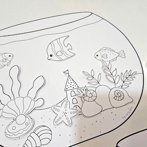 Build a Fish Bowl Coloring, Kids DIY Paper Crafts, Color and Cut, Fine ...
